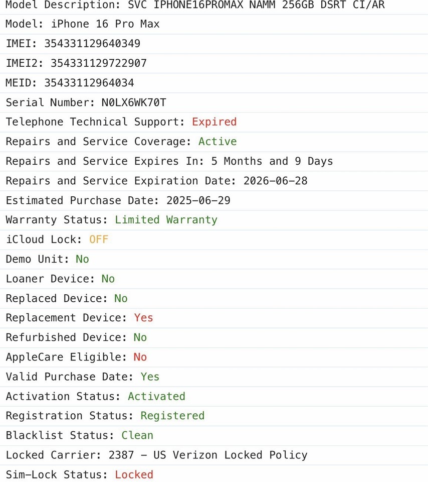 Apple iPhone 16 Pro Max - 256GB - Verizon - Desert Titanium - Check ESN ...