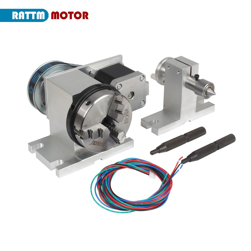【US】 CNC Router Rotary Table 4:1 Rotation 4th Axis 3 Jaw 65mm Chuck w ...