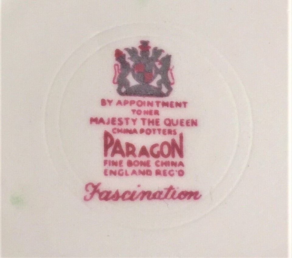 VINTAGE PARAGON FINE BONE CHINA MADE IN ENGLAND 'FASCINATION' DUO C1957 ...