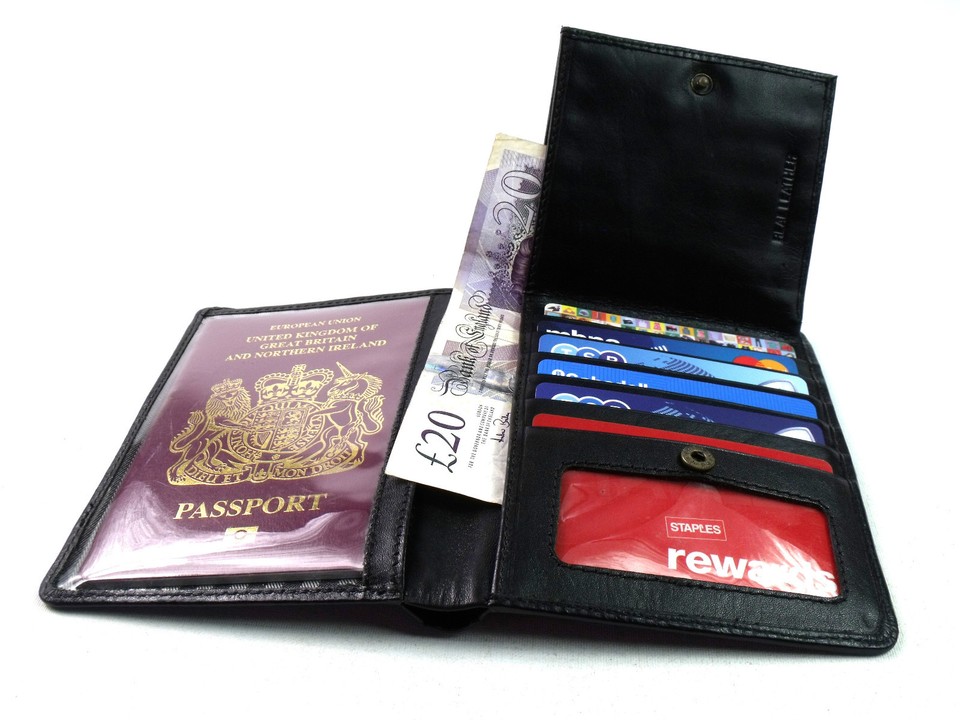 SUPERB QUALITY REAL LEATHER TRAVEL DOCUMENT PASSPORT CREDIT CARD HOLDER ...