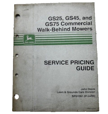 John Deere GS25 GS45 GS75 Commercial Walk Behind Mowers Service Pricing ...