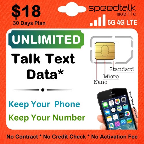 Speedtalk Mobile Preloaded Phone Plan + SIM Card Unlimited Talk, Text ...