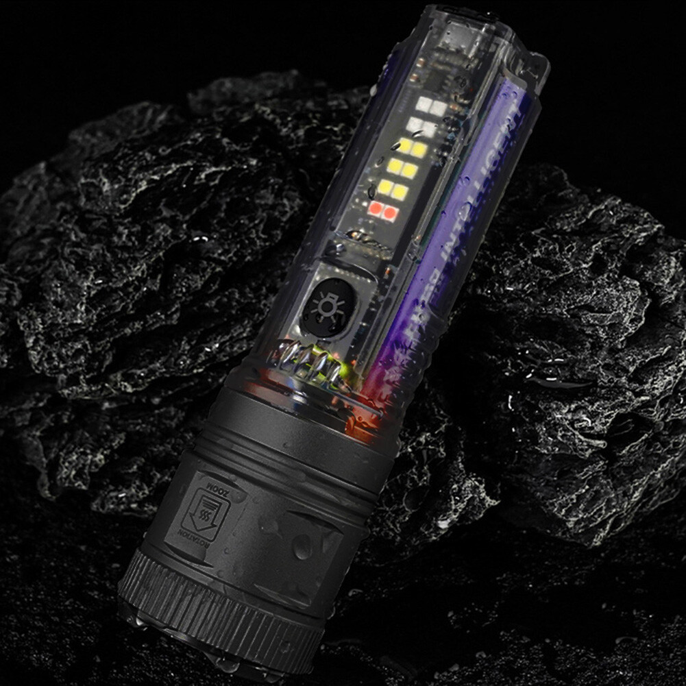 1800mAh LED Flashlight Type-C Solar Rechargeable 200LM IPX65 Waterproof ...