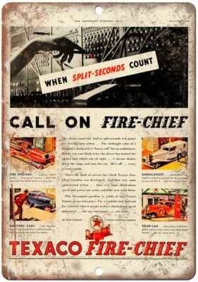 Texaco Fire Chief Motor Oil Vintage Ad Reproduction Metal Sign A774 | eBay