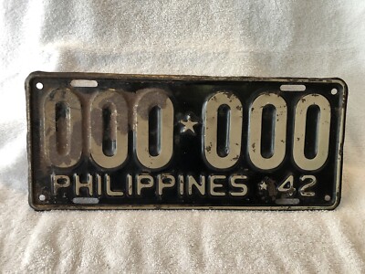 Vintage 1942 Philippines Sample License Plate Sample | eBay