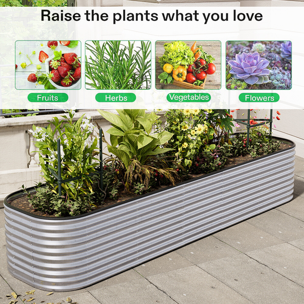 XXL Garden Metal Raised Vegetable Planter Flower Trough Herb Grow Bed ...
