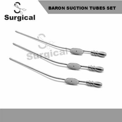 Baron Suction Tubes #3 #5 #7 Surgical ENT Diagnostic Instruments 3 Pcs ...