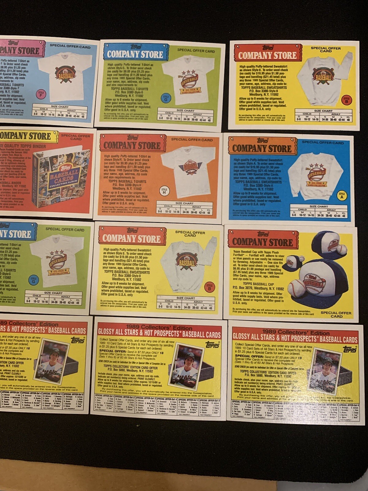 Topps Company Store Special Offer Card lot (22) 1989 1990 Baseball MLB ...