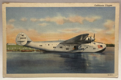 California Clipper NC18602 Boeing 314 Flying Boat, Vintage Linen ...