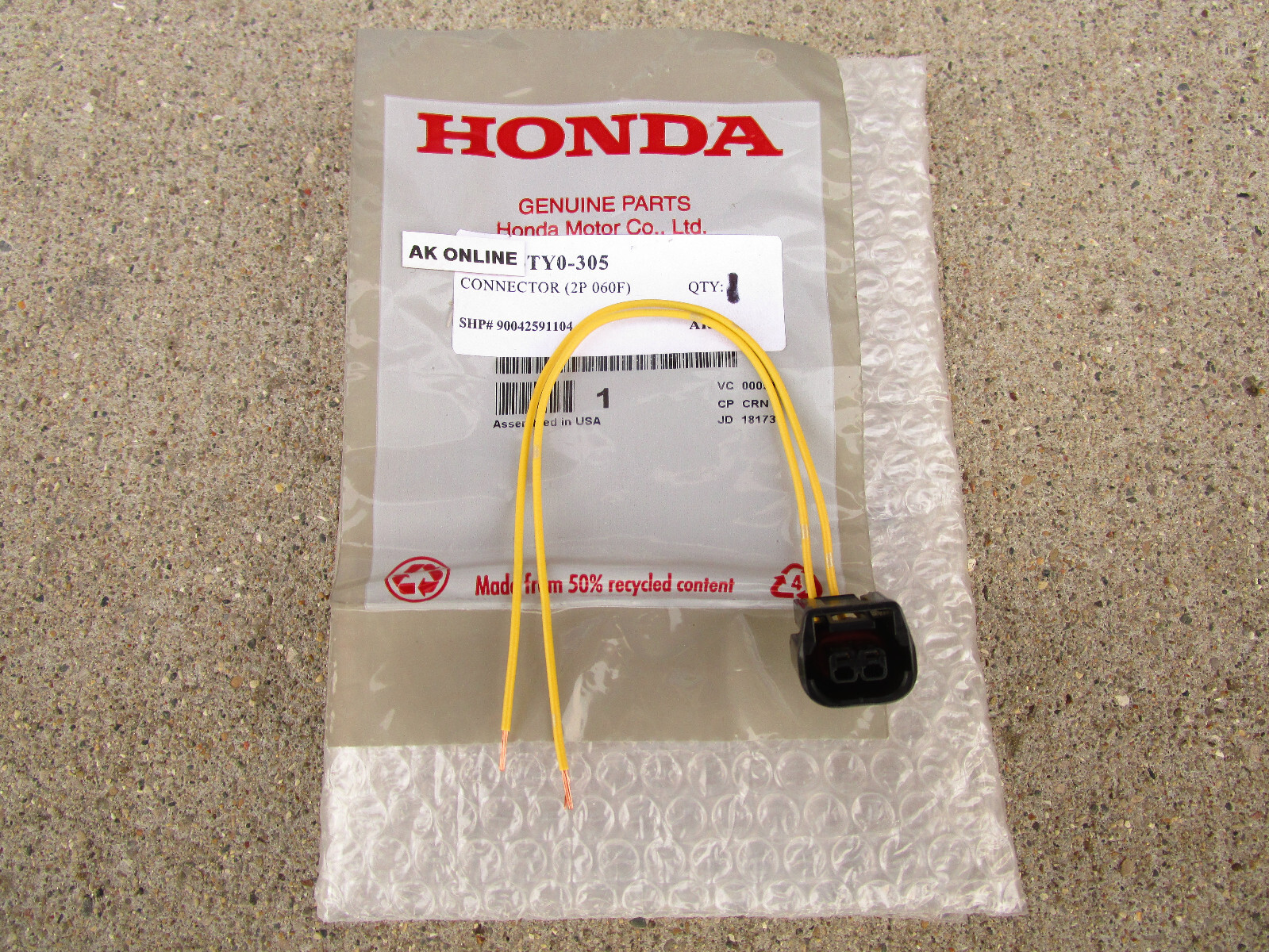FITS: 19 - 21 HONDA PILOT FRONT FOG LIGHT PIGTAIL WIRE CONNECTOR OEM ...