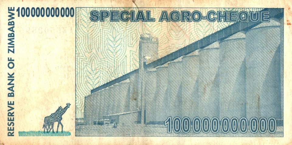 10 Zimbabwe 100 Billion Special Agro Cheque banknote 2008, P-64 USED ...