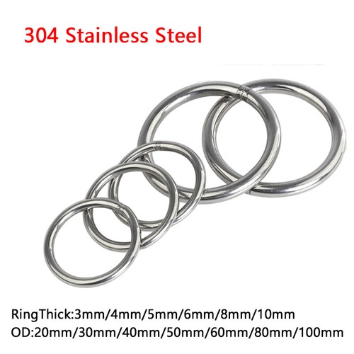 304 Stainless Steel Round Rings Heavy Duty Solid Metal O Ring Welded ...
