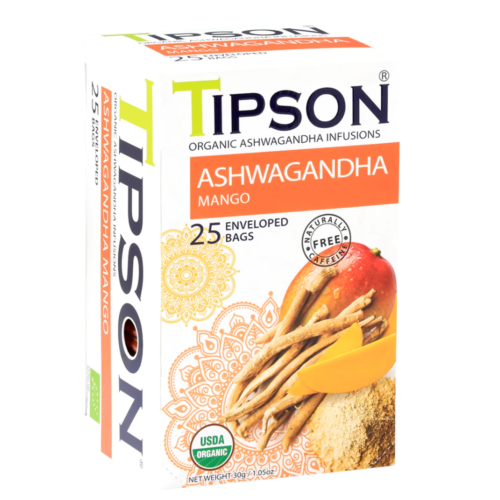 Tipson Ceylon Organic Ashwagandha Infusions with Mango 25 Enveloped Tea Bags | eBay