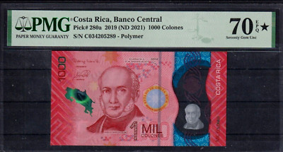 PMG 70 Costa Rica 1000 Colones 2019 EPQ Extra Star TOP POP Paper Money ...