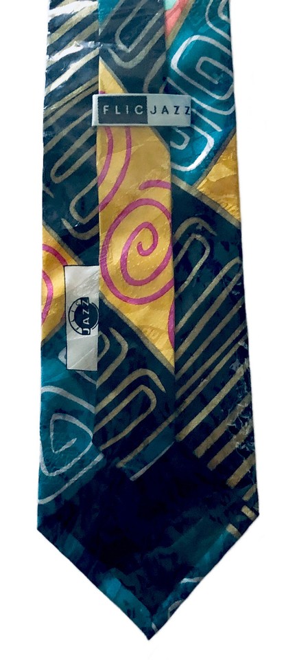 Vintage 90s Flic Jazz 100% Silk Neck Tie Funky Retro Abstract Fun ...