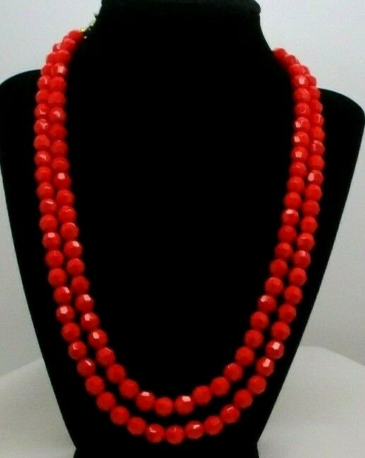 Vintage Kramer Necklace Rare Red Faceted Multi Strand Grannycore B34-13 ...