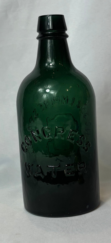 Antiq Congress & Empire Spring Water Bottle Emerald Green Glass Mineral ...