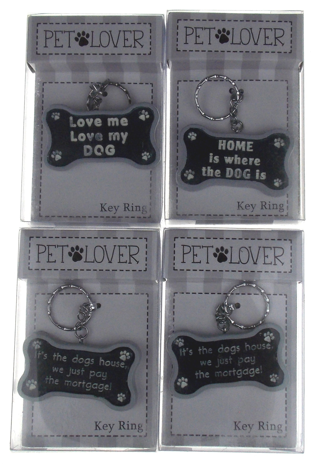 Dog Pet Lover Lot 4 Key Chains Bone Shape Paw Print Love House Home ...