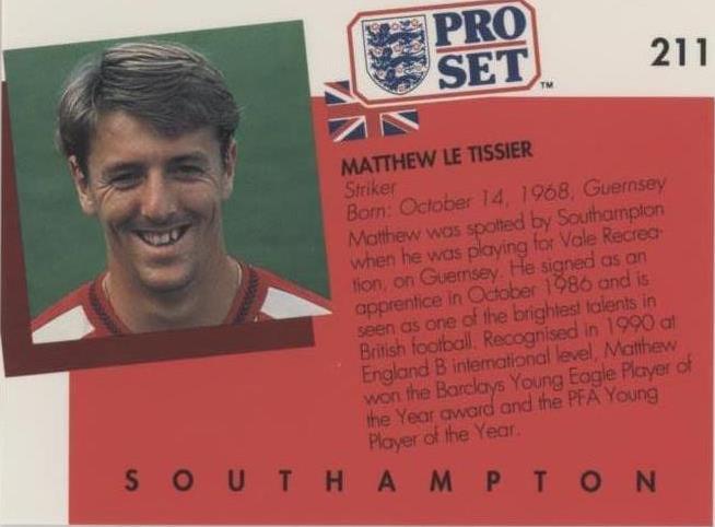 1990-91 Pro Set Matthew Le Tissier #211 for sale | eBay
