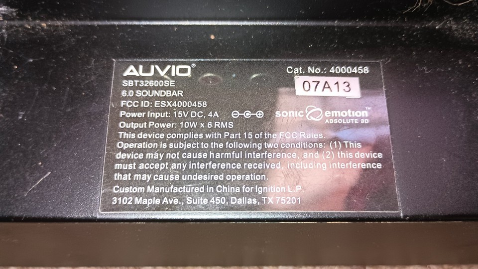 Auvio SBT32600SE 32" Soundbar No Remote Control Untested | eBay