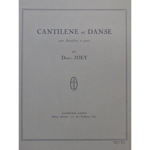 JOLY Denis Cantilène et Danse Saxophone Piano 1949 | eBay