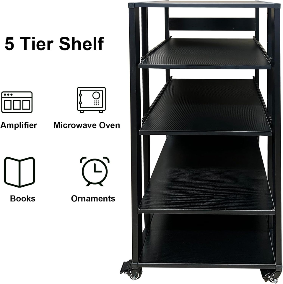 5-Tier AV Media Stand, Stereo Audio Rack Stand, Media Cabinet with ...