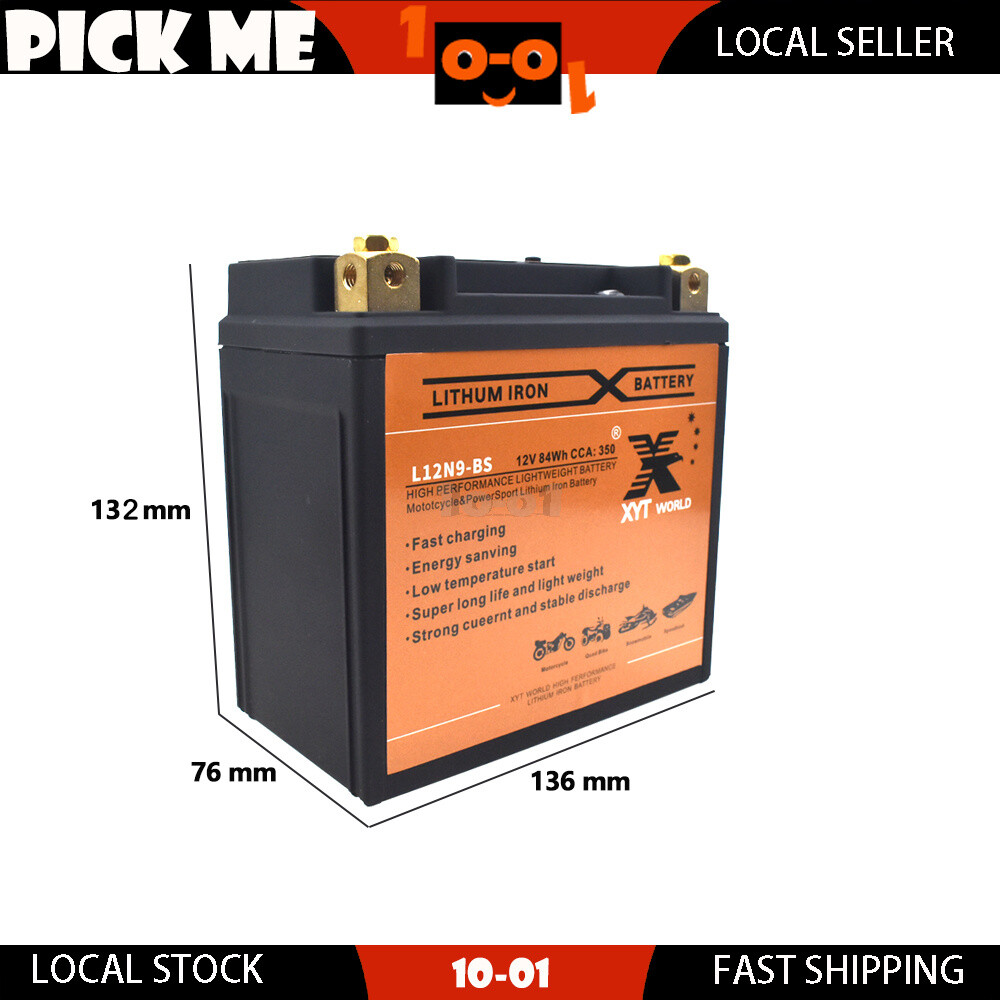 L12N9-BS Lithium BATTERY 12V 84Wh Fit Gilera 125cc R1 R1S EI.-Starter ...