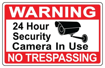 Warning 24 hour video surveillance Security No Trespassing Warning Sign ...