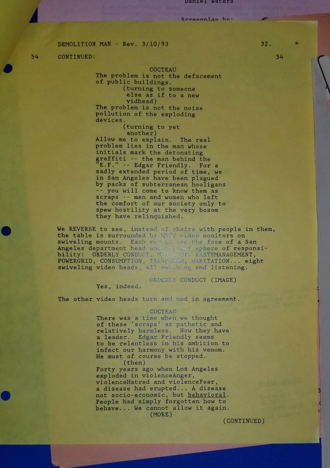 DEMOLITION MAN 1993 original script revisions SYLVESTER STALLONE SNIPES ...