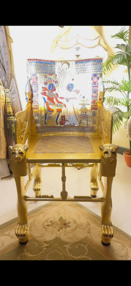 King Tut Throne Chair 24K –Life Sized- Authentic Replica from the ...