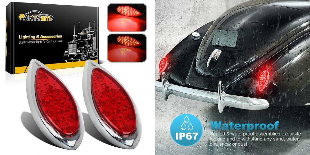 2PCS Red 35 LED Chrome Tear Drop Truck Trailer Stop Turn Brake Tail ...
