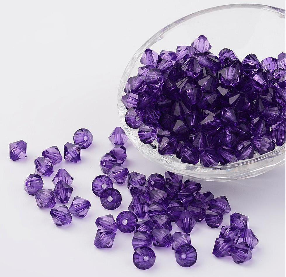 Acrylic Faceted Bicone Beads 4mm 6mm 8mm Colour Choice Jewellery Making ...