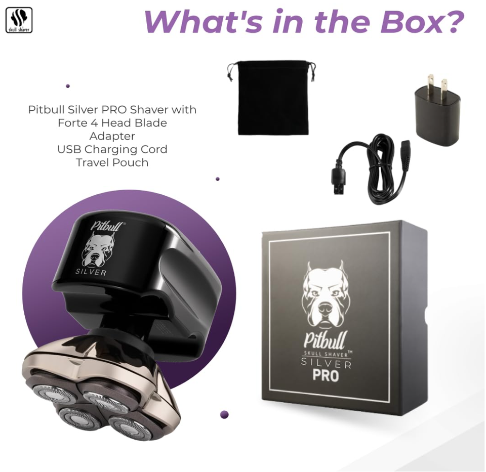 Skull Shaver Silver PRO Head Shaver for Men 4 Razor Trimmer Best Gift ...