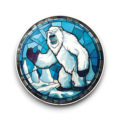 Snow Yeti Stained Glass Window Design Opaque Vinyl Sticker Decal ...