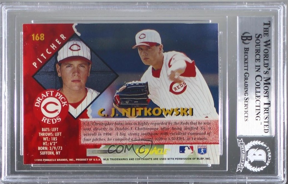 BAS 1995 Pinnacle CJ Nitkowski #168 Authentic Auto Rookie RC | eBay