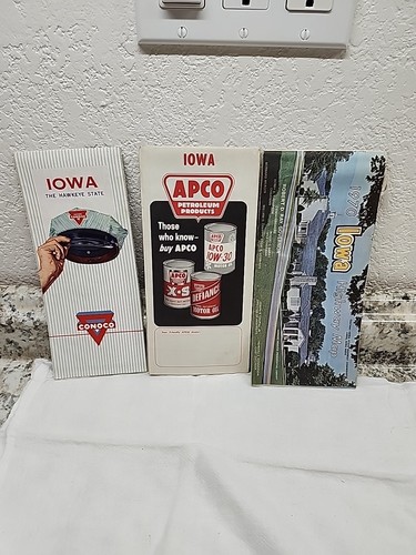 3 Vintage APCO , Conoco Road Maps Gas Station Maps Iowa 1960's | eBay