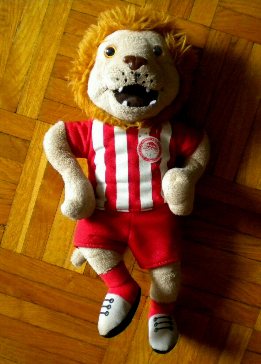OLYMPIAKOS PLUSH MASCOT LEONE #7 mascot plays a fan song | eBay