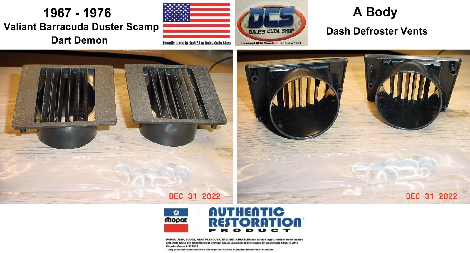 1967 76 Dart Demon Duster Dashboard Defroster Vents NEW MoPar USA | eBay