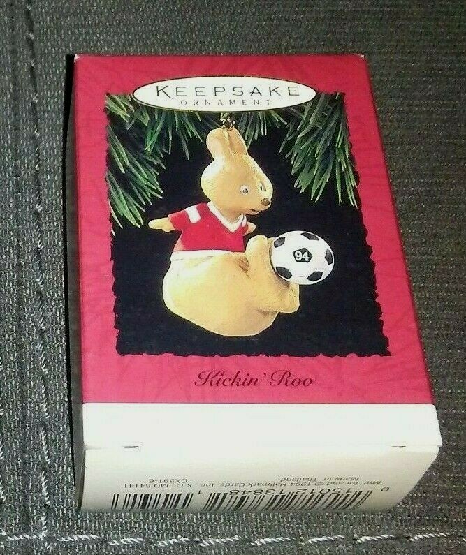 NEW! Hallmark Keepsake Ornament KICKIN ROO Soccer Ball 1994 Kanga Roo ...