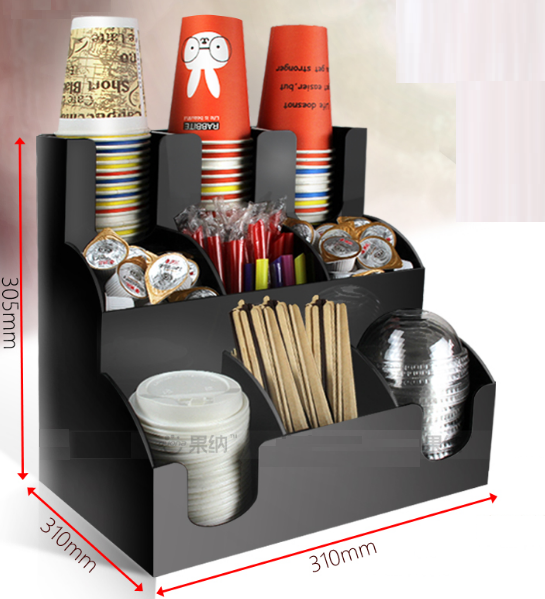 New Cup & Lid Dispenser Organizer Coffee Condiment Holder Caddy Cup ...