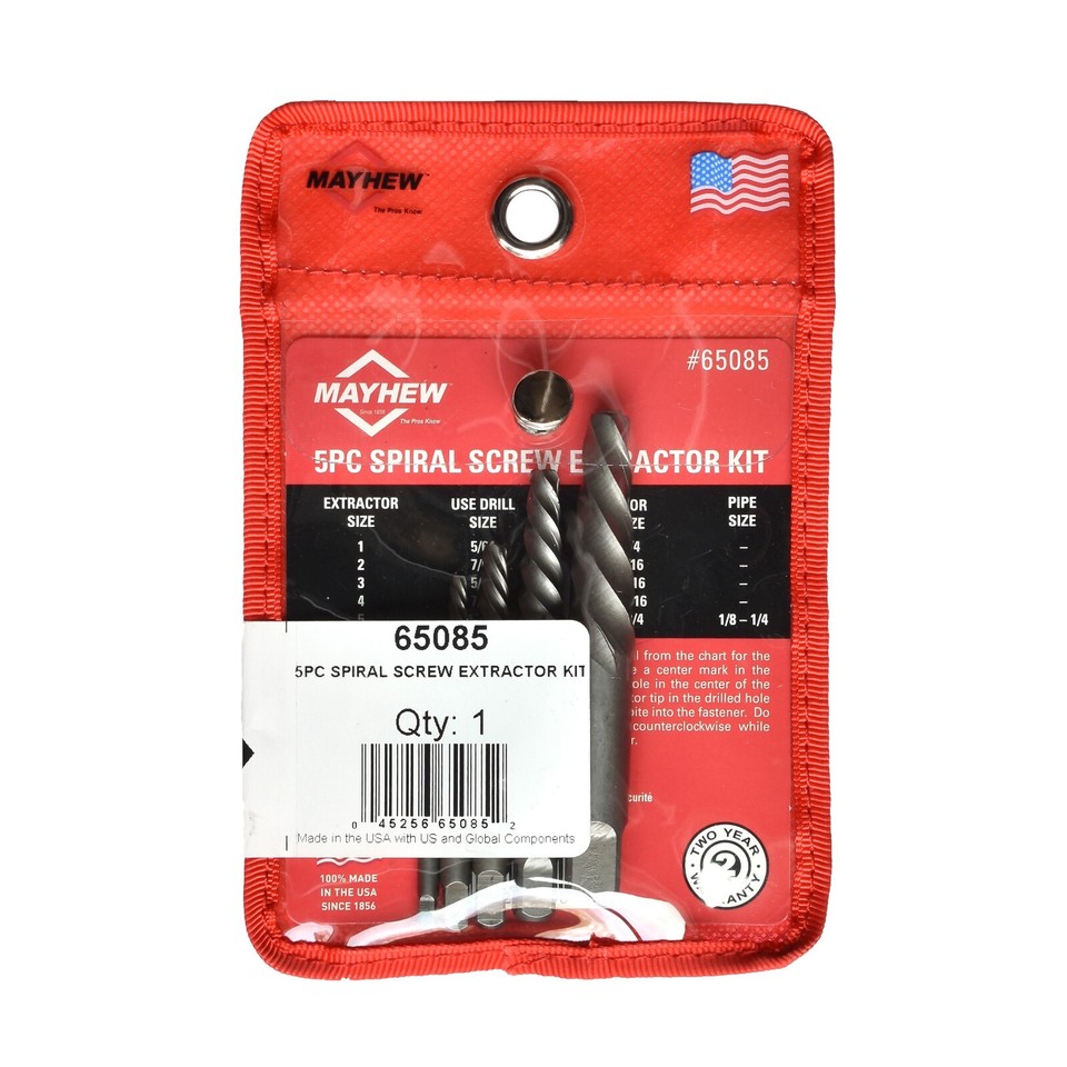 Mayhew 5pc Spiral Screw Extractor Set 65085 #1-#5 Screw & Bolt Made in ...
