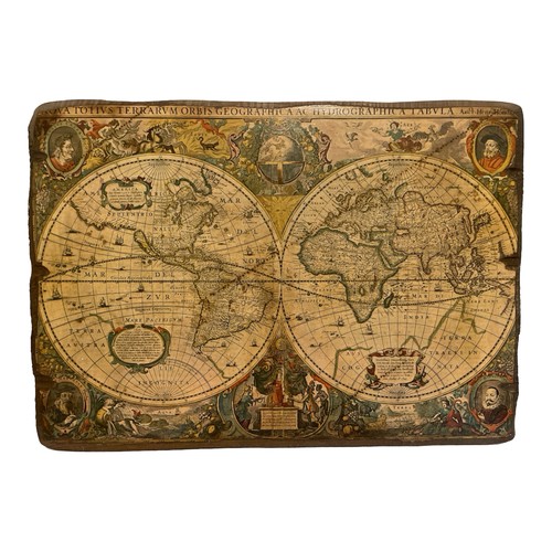 OLD WORLD MAP on Wood VTG 1962 Art Office Den Nova Totius Terrarvm ...