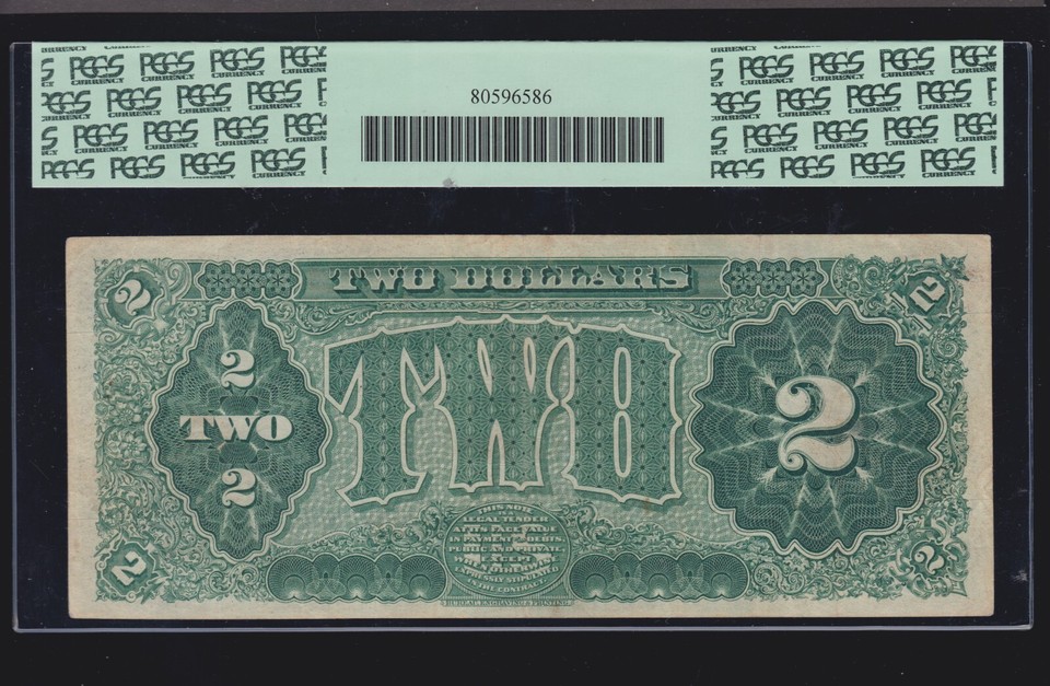 US 1890 $2 McPherson Treasury Note Fancy Back Note FR 353 PCGS 30 VF ...