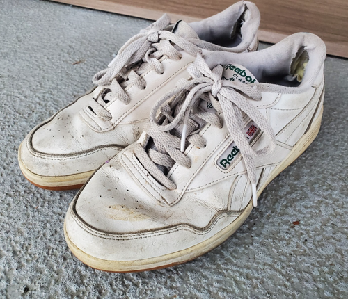 Used Worn Trashed Reebok Club MEMT Women's White Running Shoes Size 8.5 ...
