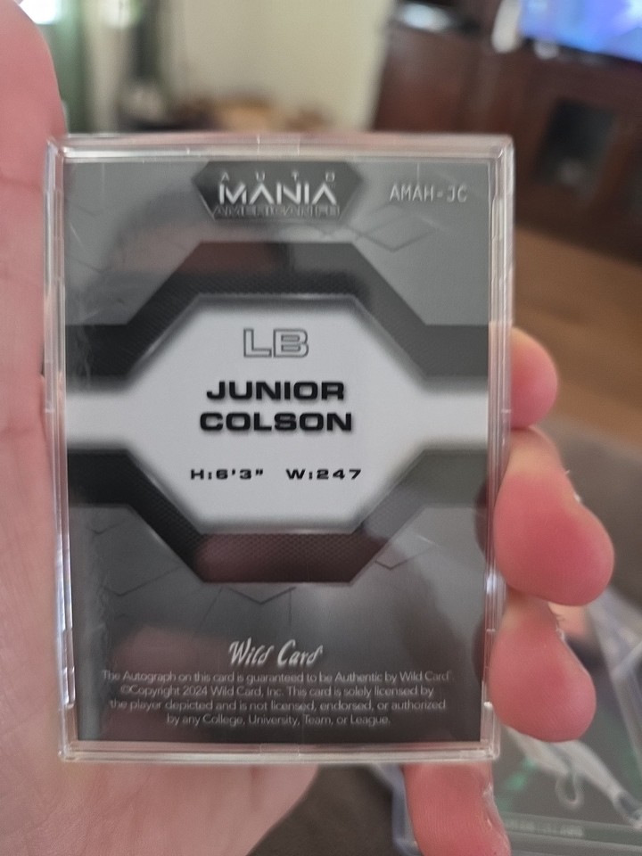 2024 NFL Football Wild Card Auto Mania Junior Colson Rookie Auto Card ...