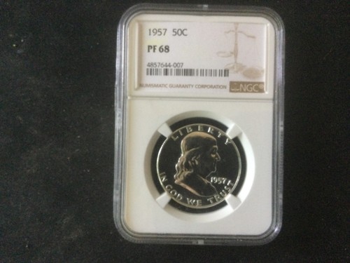 1957 NGC PF68 Proof Ben Franklin HalfDollar 90% Silver 50c White Label ...