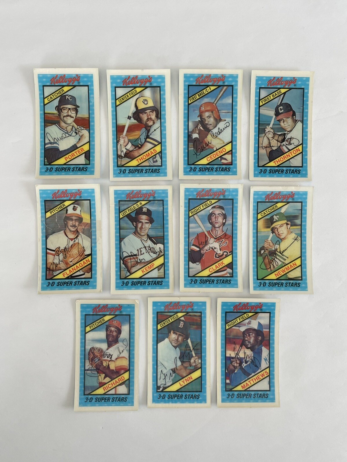 Lot of 11 Vintage 1980 Kellogg's 3D Super Stars Baseball Cards Varying ...