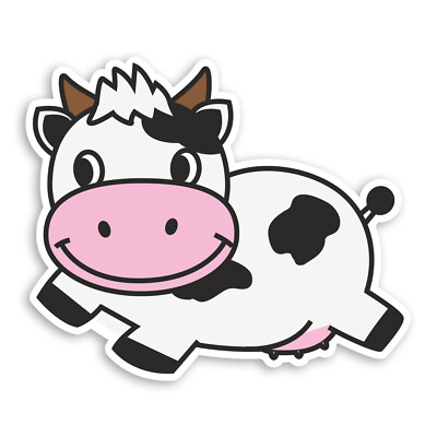 2 x 10cm Happy Cow Vinyl Stickers - Farm Kids Fun Cartoon Laptop ...