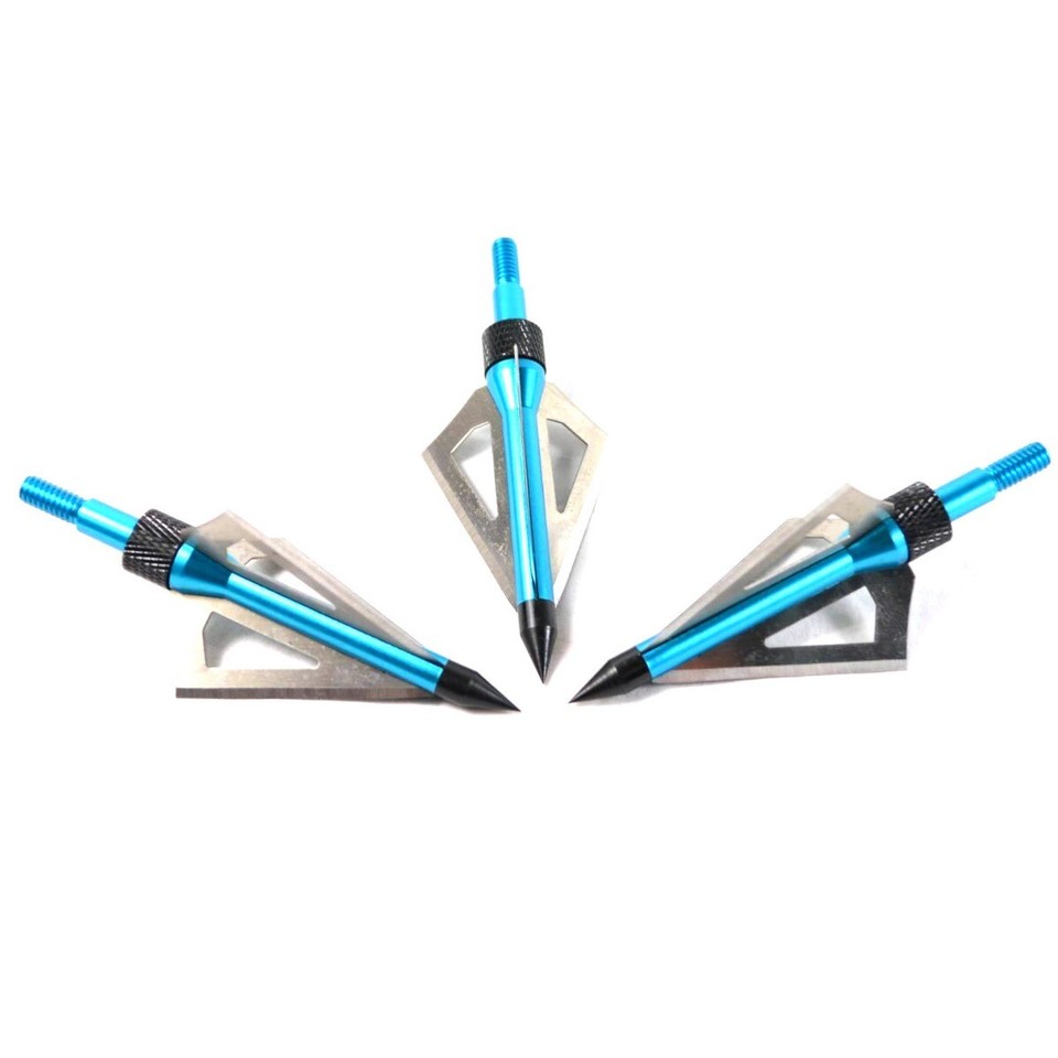 3PC Aluminum 100 Grain Arrow Heads Broadhead BOLTS Crossbow Hunting ...
