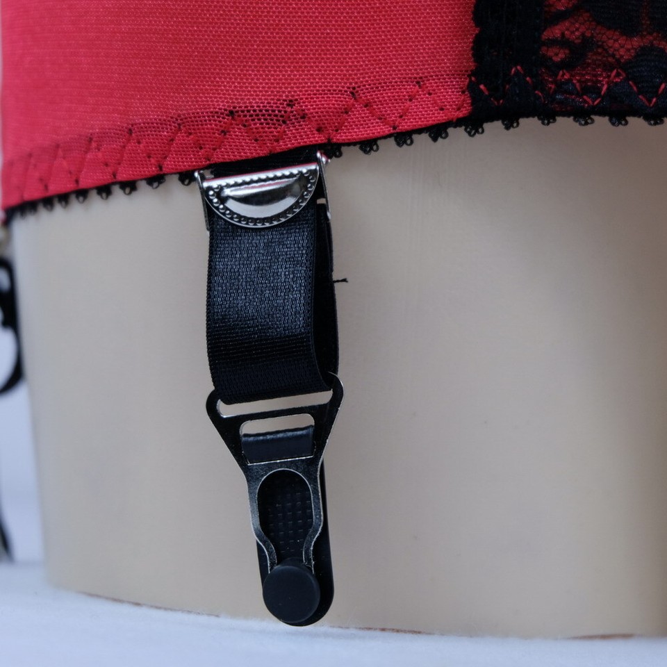 Luxallacki Open Bottom Girdles Lace Panel 6 Straps Garter Belt ...